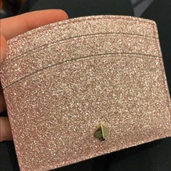 kate spade | Accessories | Rose Gold Glittery Kate Spade Card Holder ...